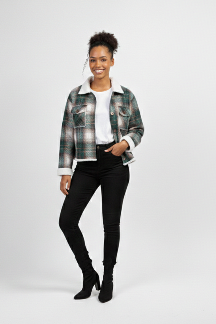 Checkered Sherpa Jacket for Women – Plaid Jacket | Rage – Rage SA