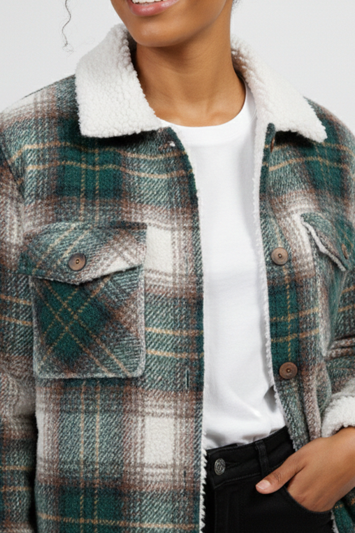 Checkered Sherpa Jacket for Women – Plaid Jacket | Rage – Rage SA